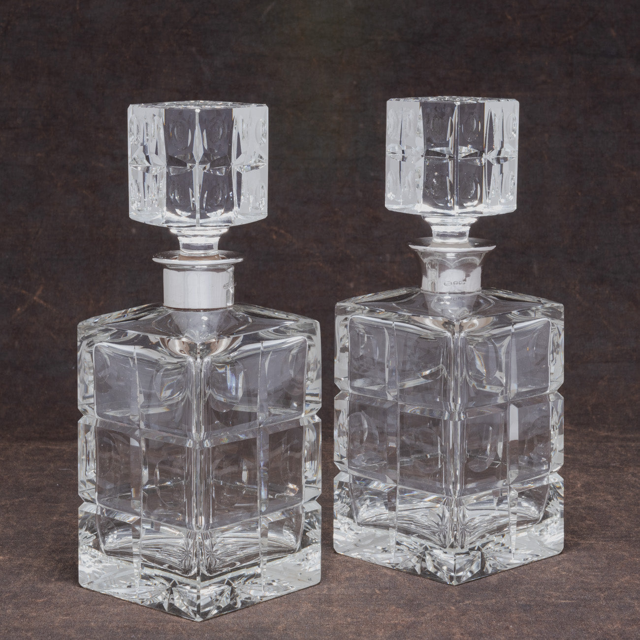 Pair of Silver Mounted Cut Glass Spirit Decanters – Bentleys London