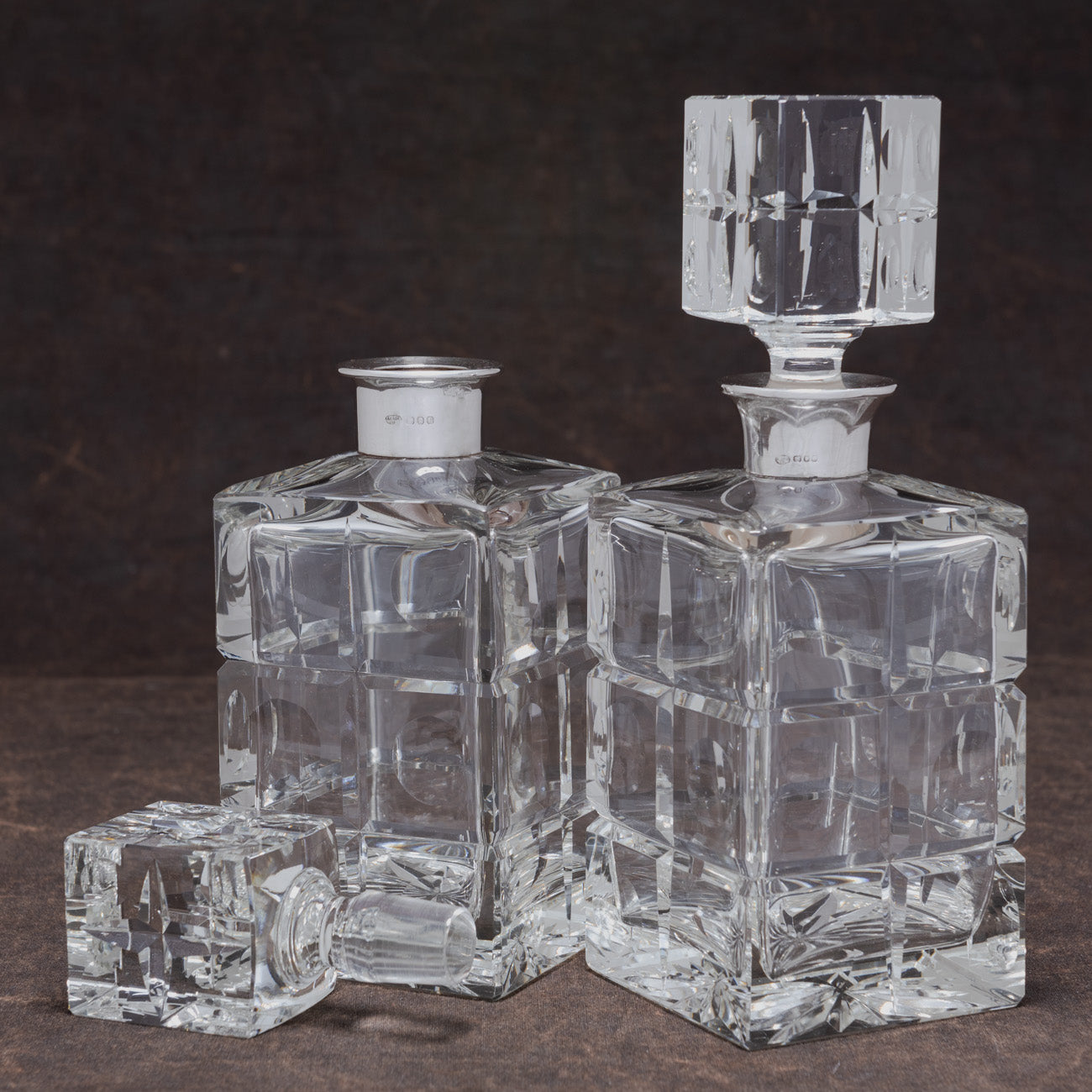 Pair of Silver Mounted Cut Glass Spirit Decanters – Bentleys London