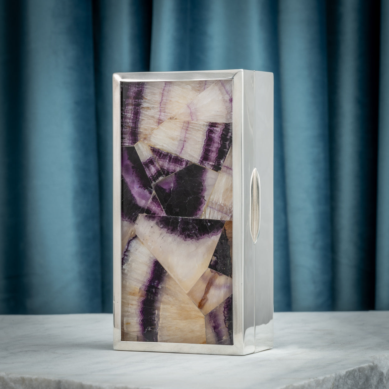 Blue John Stone and Silver Plate Box – Bentleys London