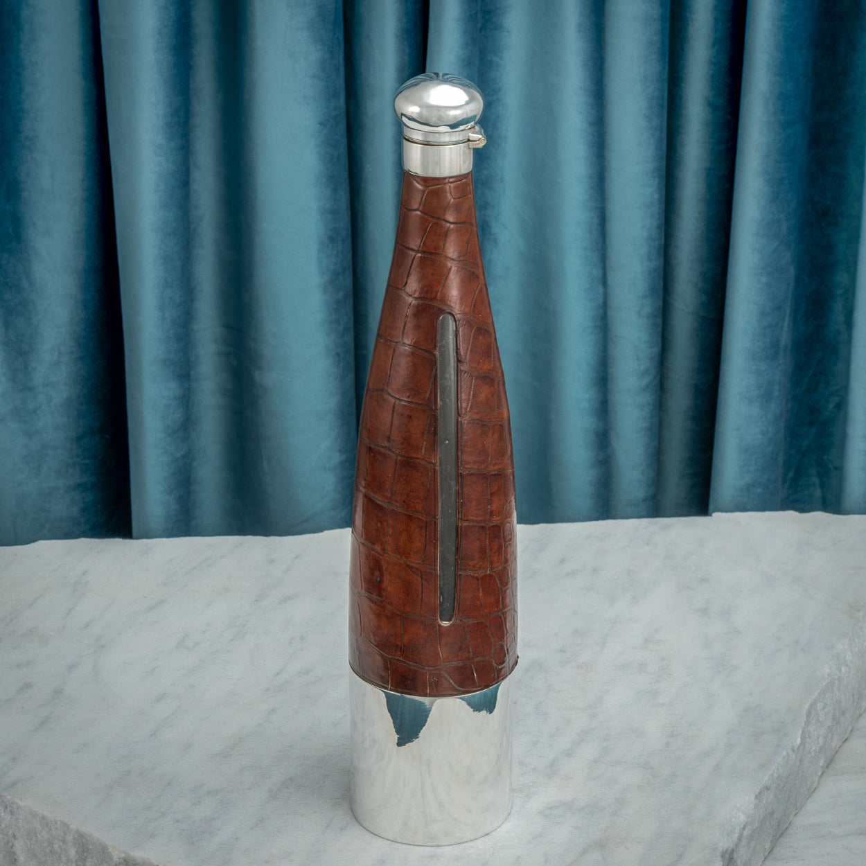 Crocodile Skin and Silver Plate Covered Conical Flask – Bentleys London