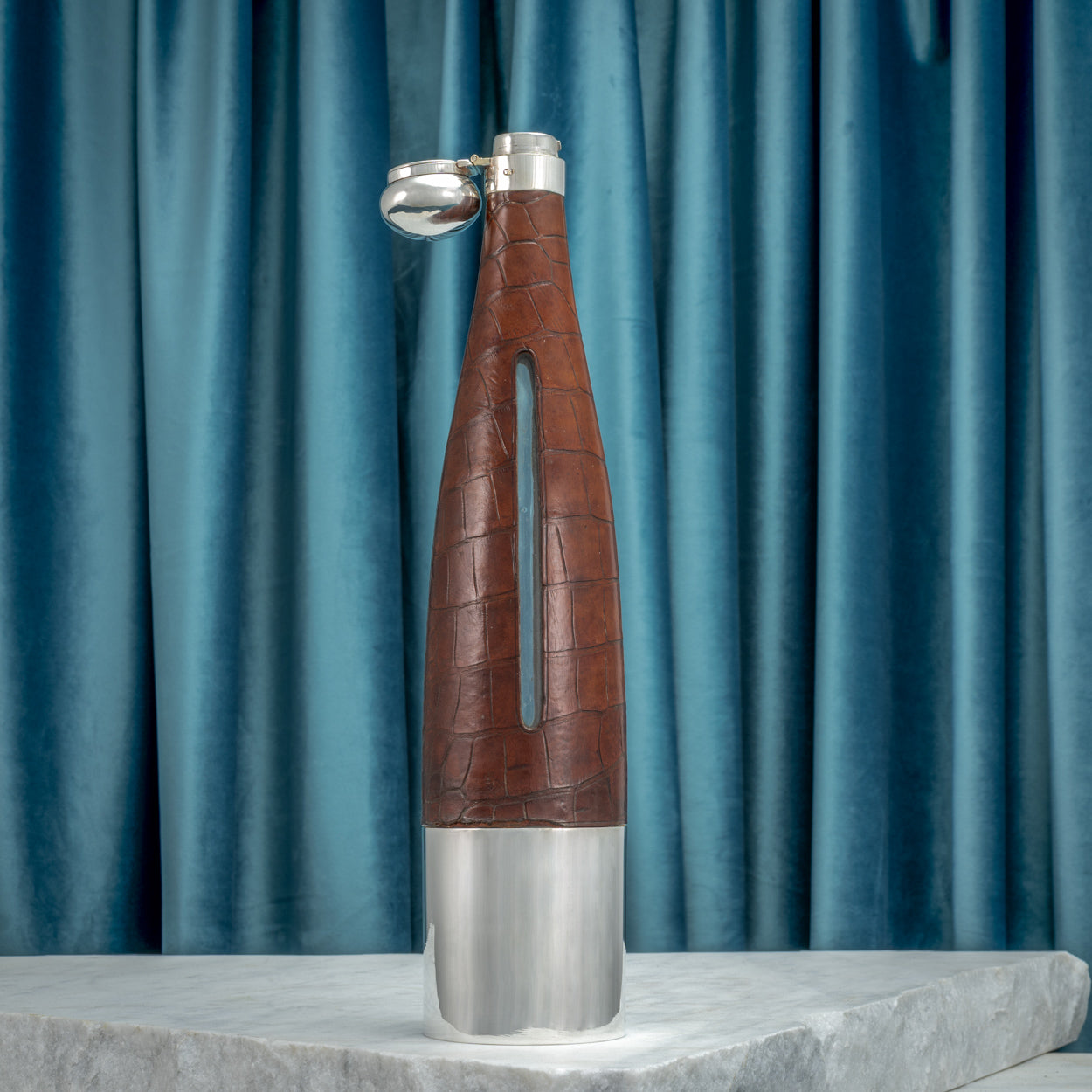 Crocodile Skin and Silver Plate Covered Conical Flask – Bentleys London
