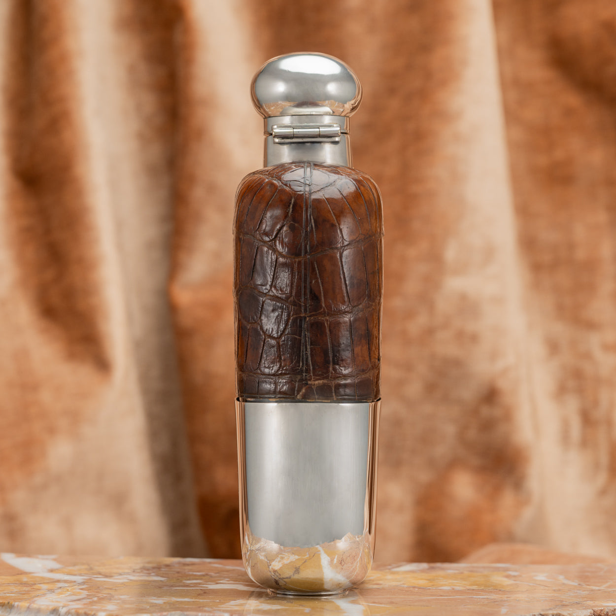 Large Silver Plate & Crocodile Skin Flask – Bentleys London