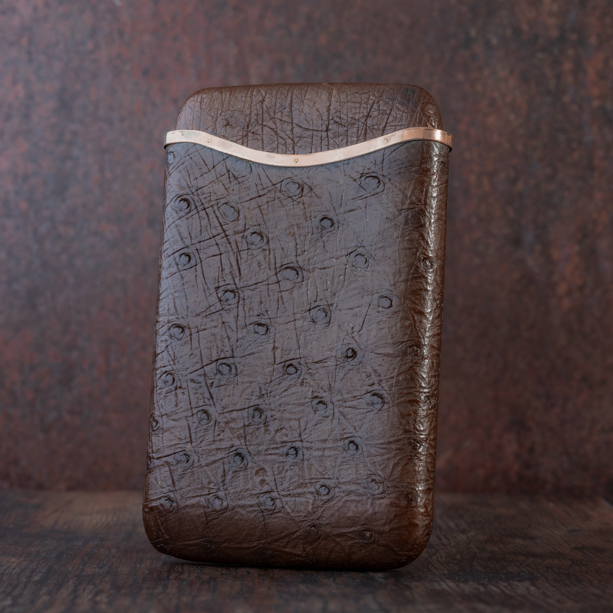Ostrich Skin Cigar Case with Gold Band – Bentleys London
