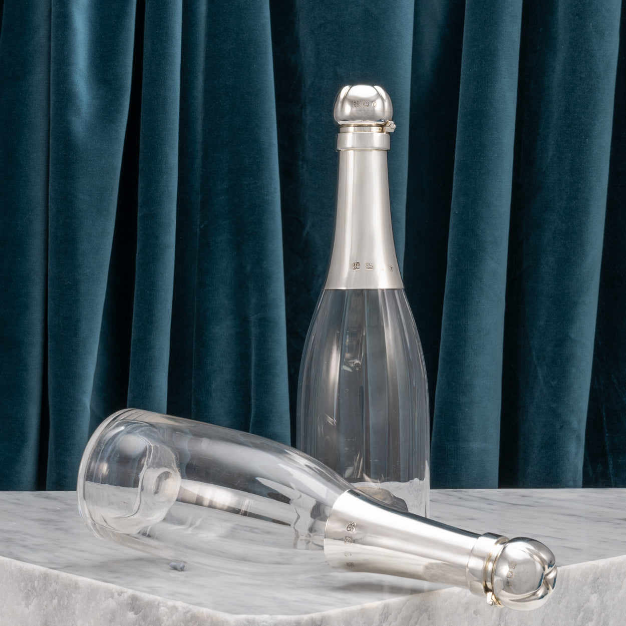 Pair of Silver Mounted Champagne Half Bottle Size Decanters – Bentleys ...