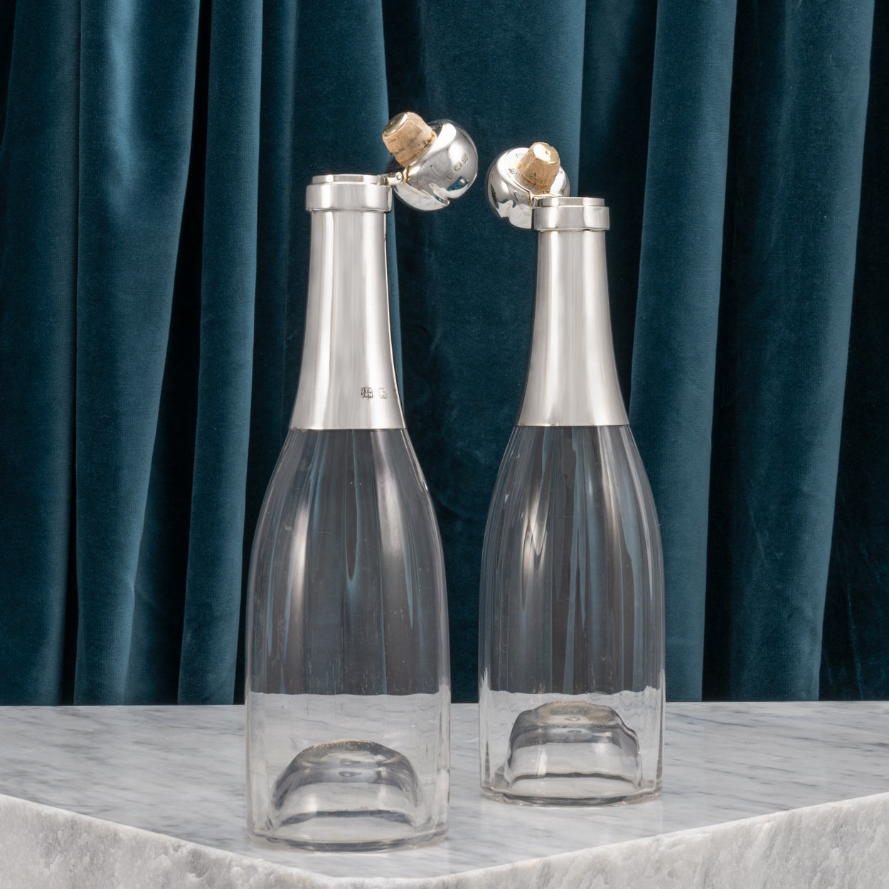 Pair of Silver Mounted Champagne Half Bottle Size Decanters – Bentleys ...