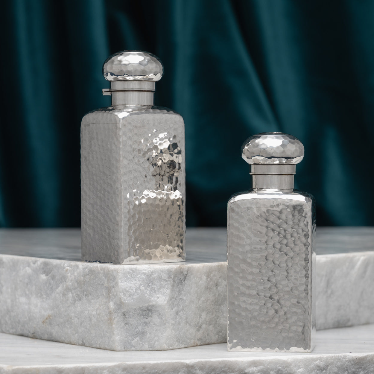 Pair of Hammered Silver Flasks – Bentleys London