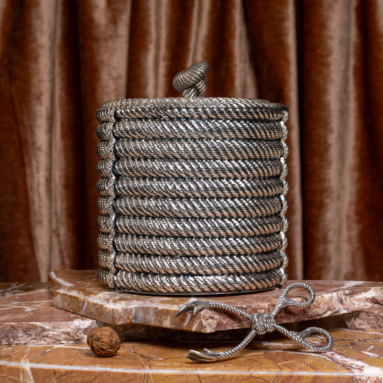 Silver Plated Rope Ice Cube Bucket and Tongs Set – Bentleys London