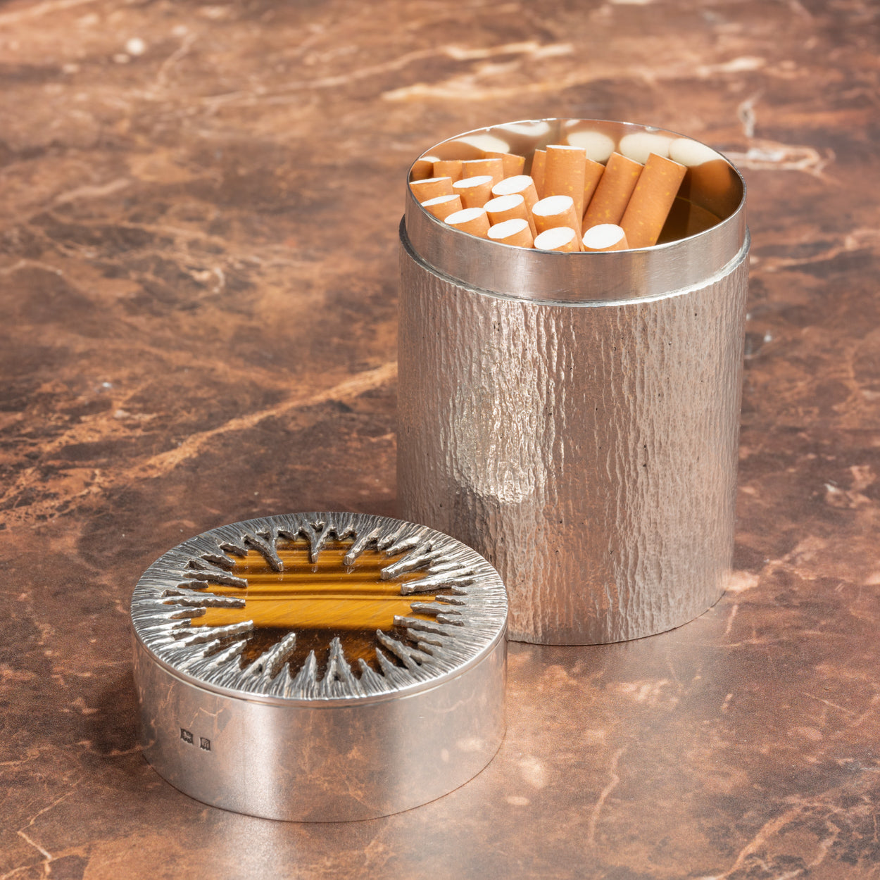 Silver and Tiger's Eye Canister – Bentleys London