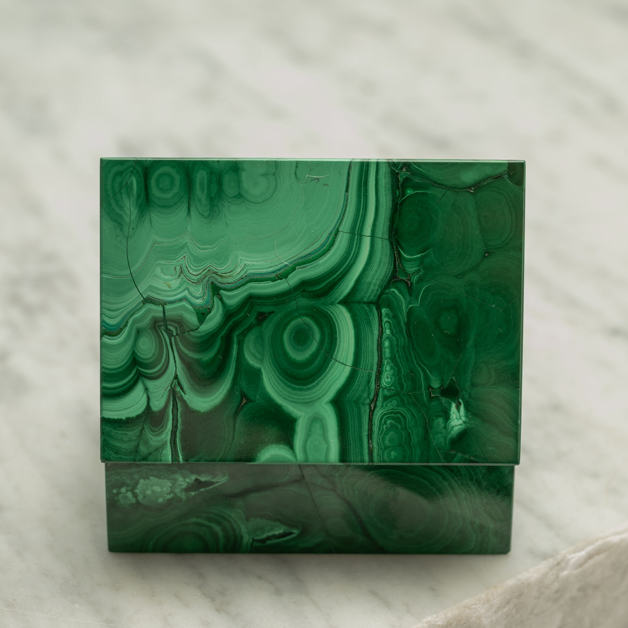 Small Malachite Stone and Silver Box – Bentleys London
