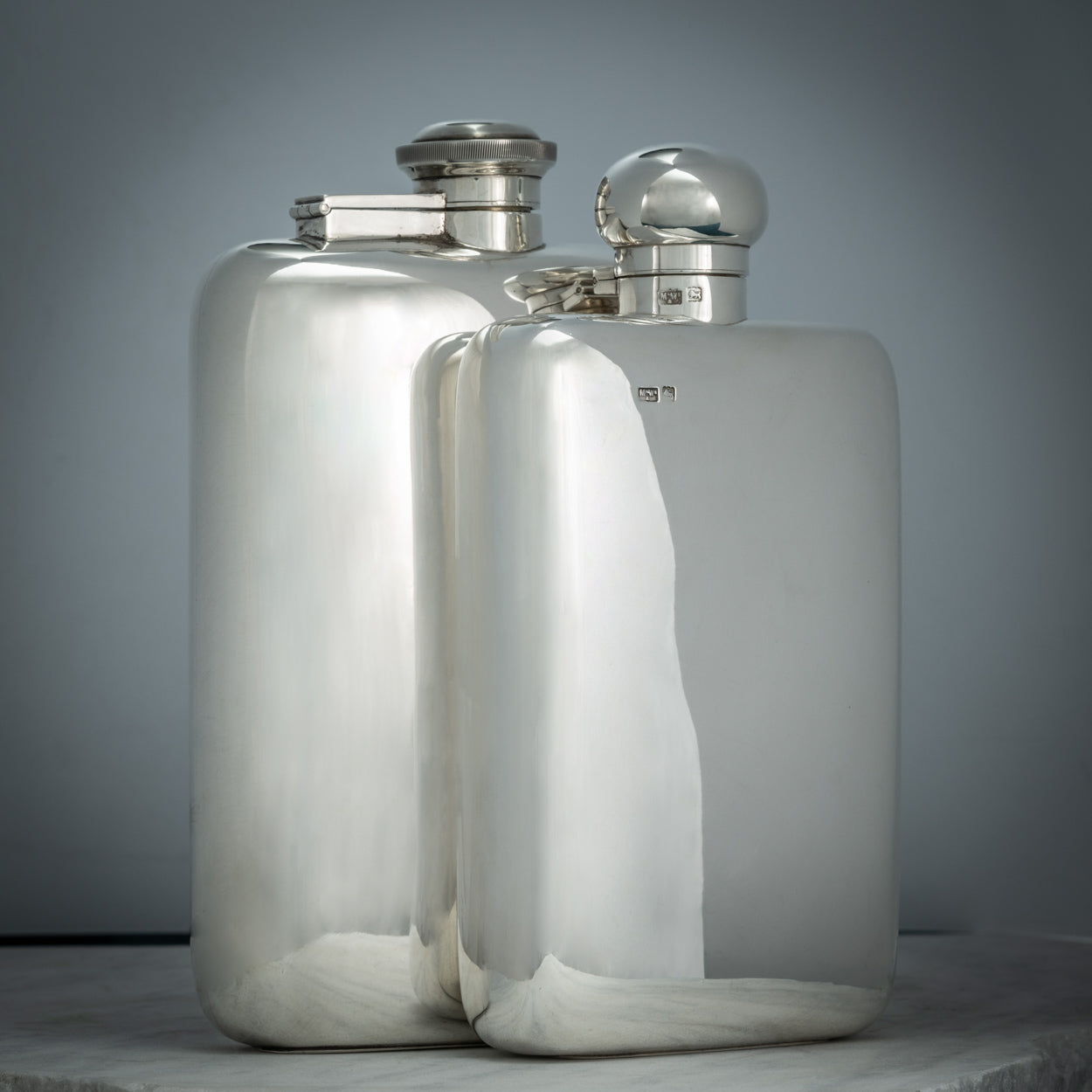 Very Large Silver Hip Flask – Bentleys London