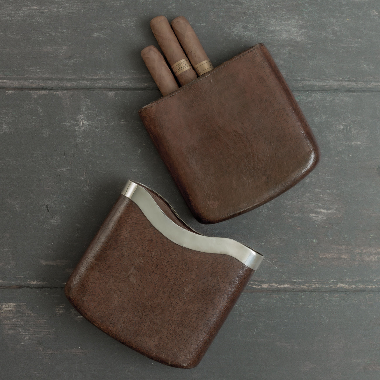 Large Pigskin Cigar Case with Silver Band – Bentleys London