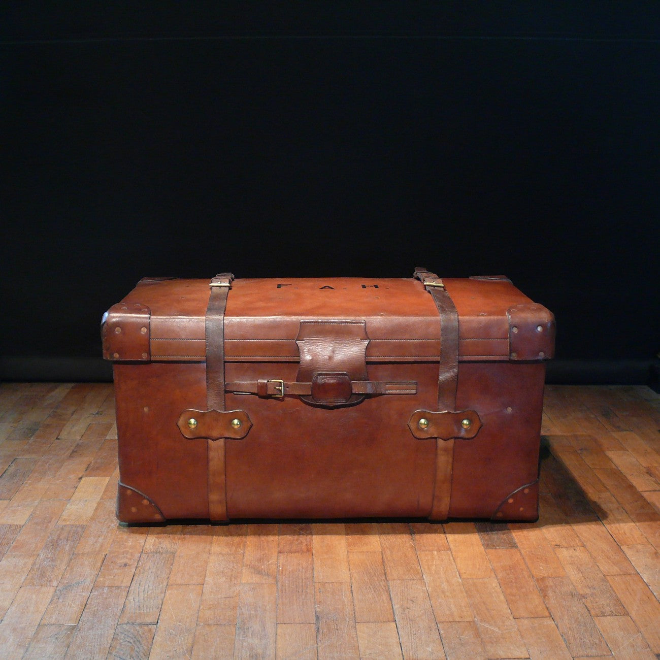 Large Leather Trunk Initialed F.A.H. – Bentleys London
