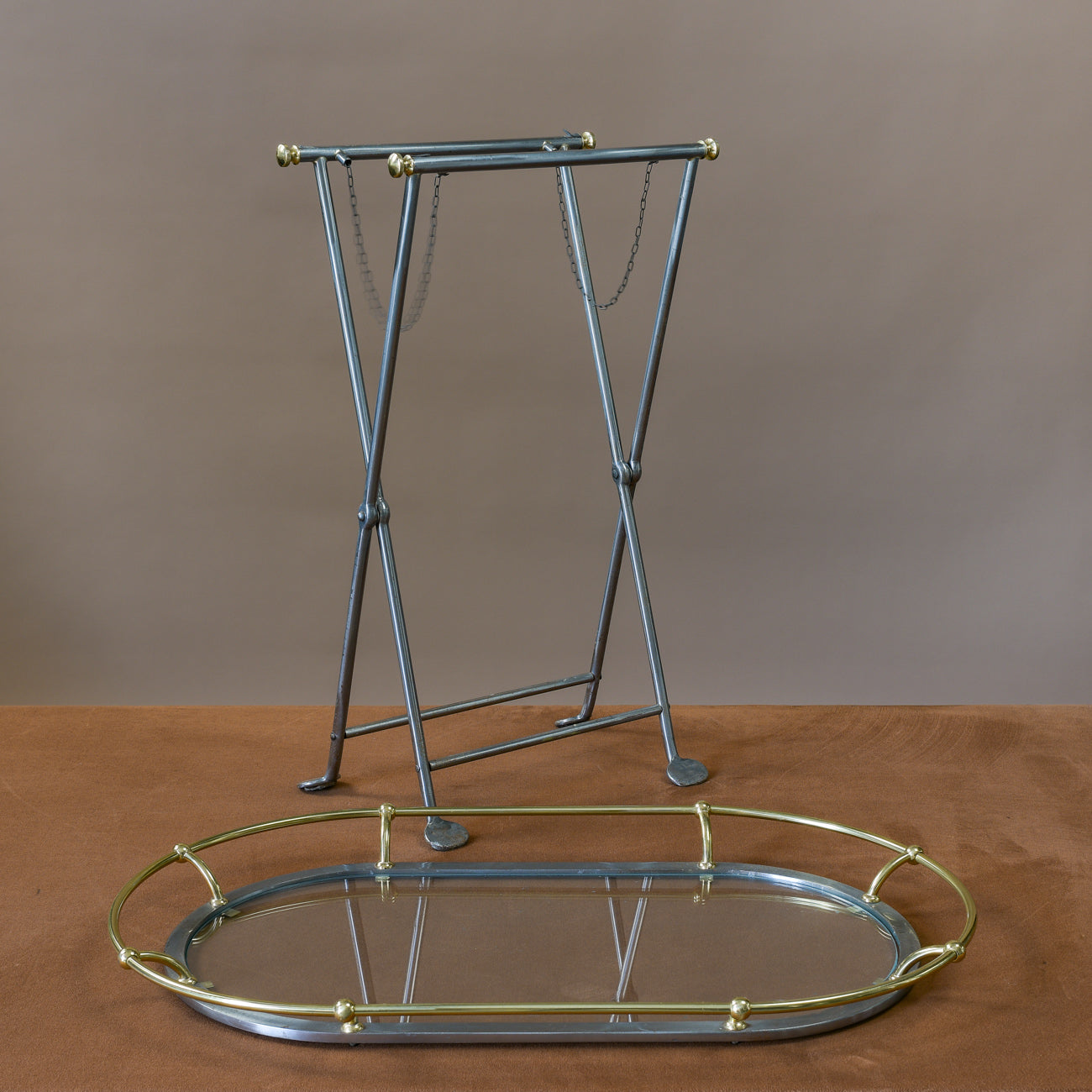 Brass, Steel and Glass Tray Table – Bentleys London