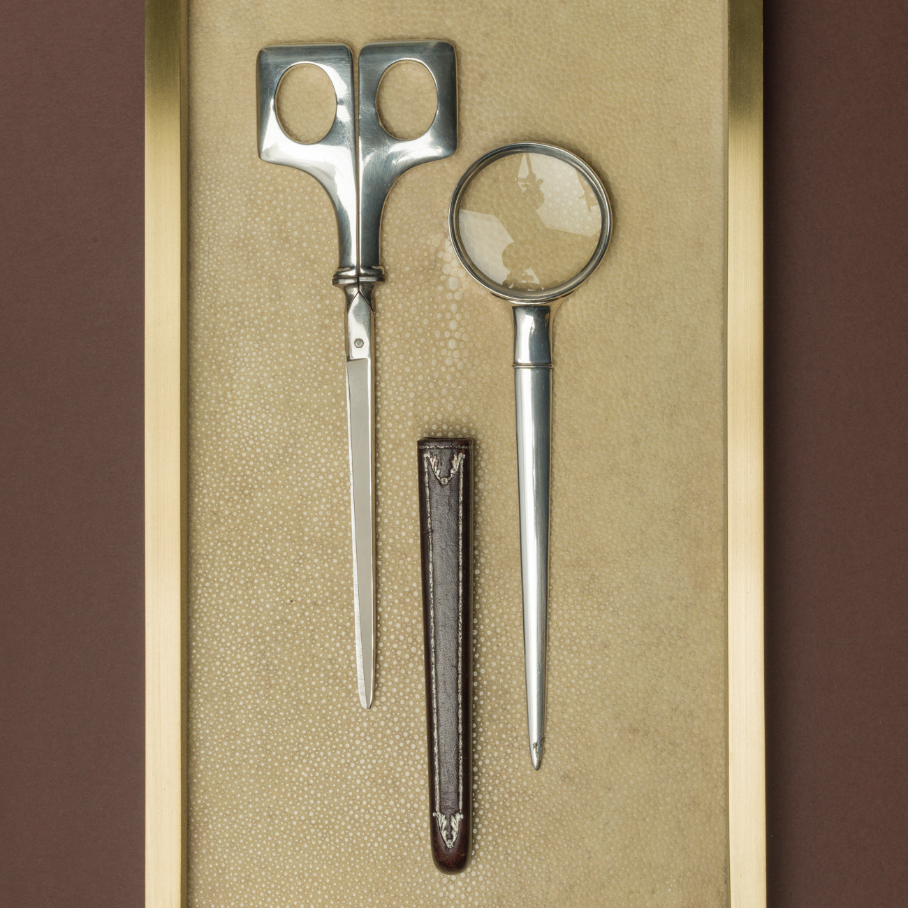 Leather Cased Silver Desk Set – Bentleys London