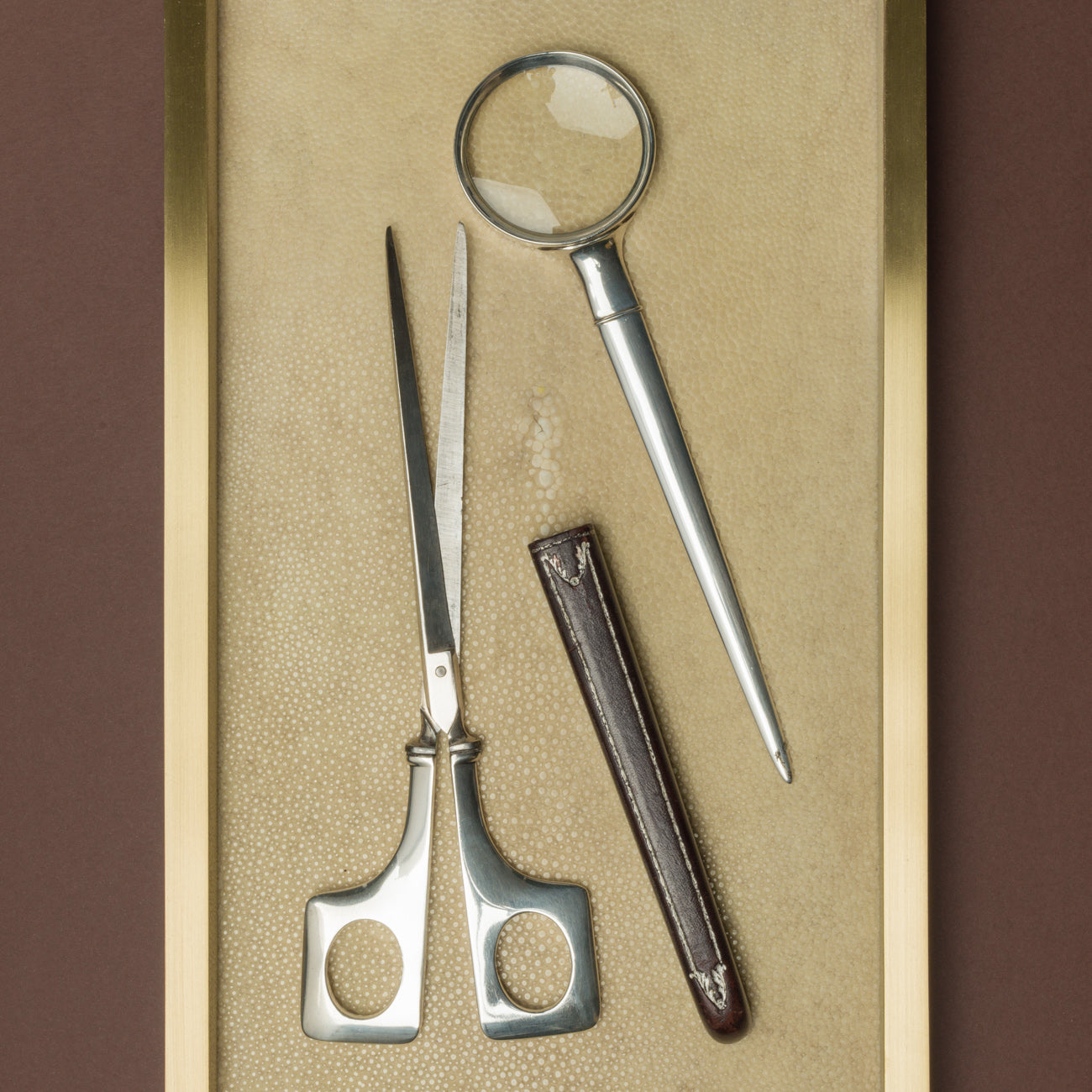 Leather Cased Silver Desk Set – Bentleys London