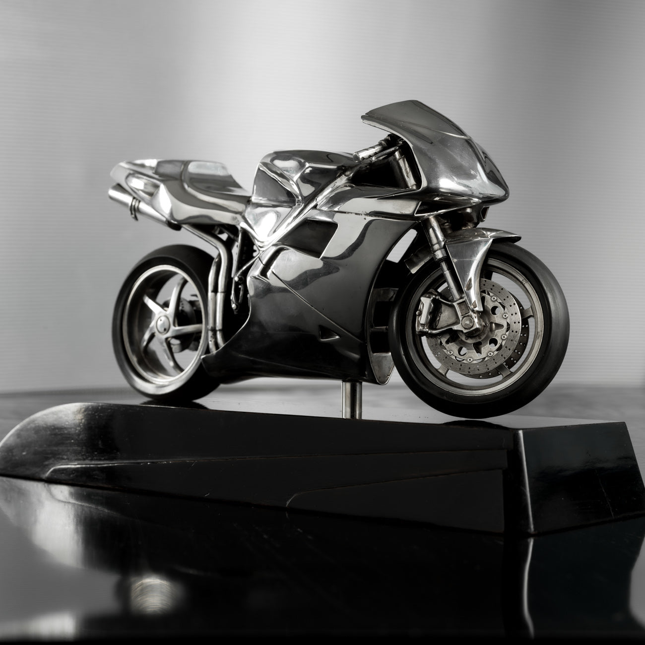 Silver Scale Model of Ducati 916 Motorcycle – Bentleys London