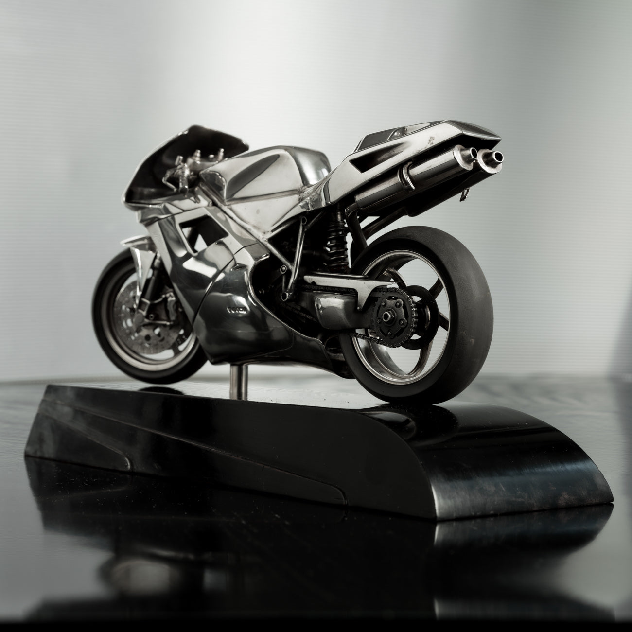 Silver Scale Model of Ducati 916 Motorcycle – Bentleys London