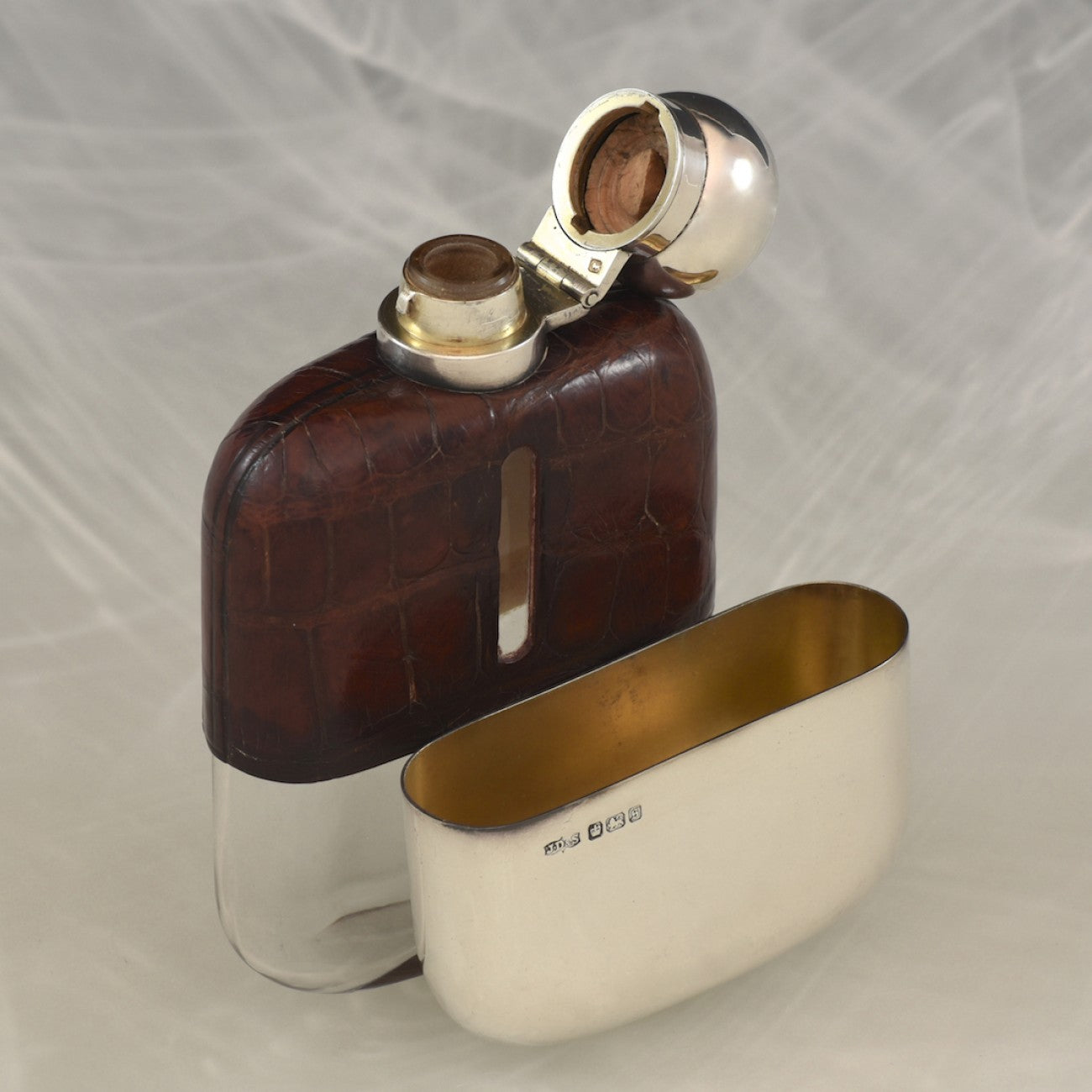 Crocodile Skin and Silver Hip Flask – Bentleys London