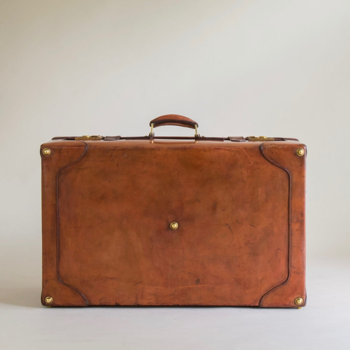 Large Tan Leather Suitcase with Straps and Tray – Bentleys London