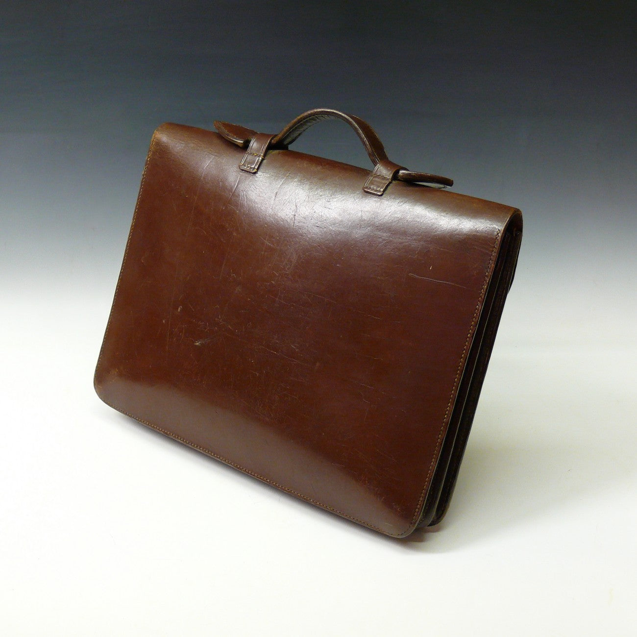 Dark Tan Leather Flap-over Briefcase – Bentleys London