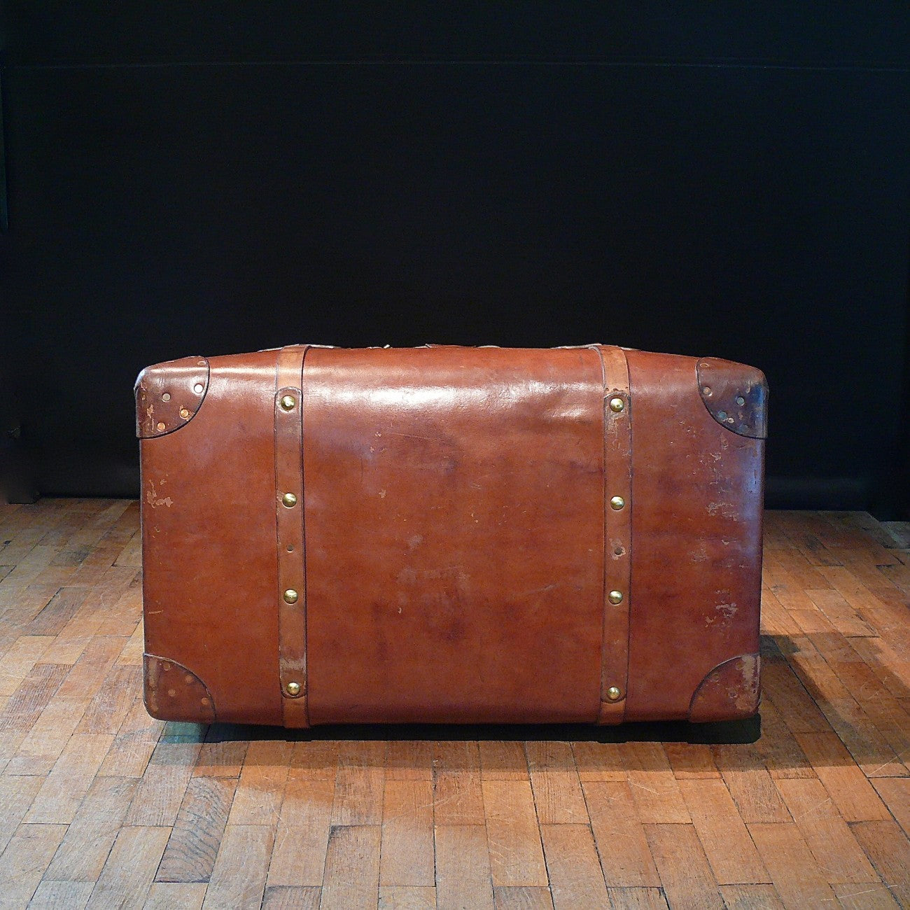 Large Leather Trunk Initialed F.A.H. – Bentleys London